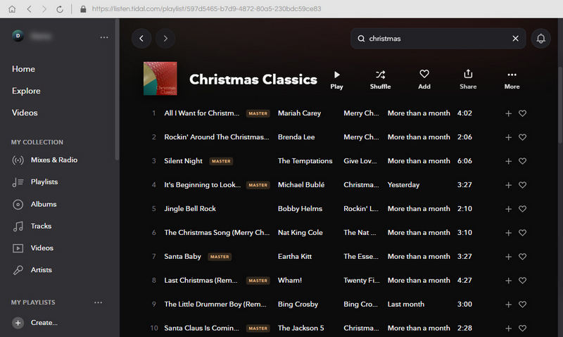 Download Christmas Songs to MP3 from Tidal